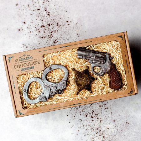 Cowboy Set – Gun, Handcuff & Sheriffs Badge Chocolate Gift Box - The ...